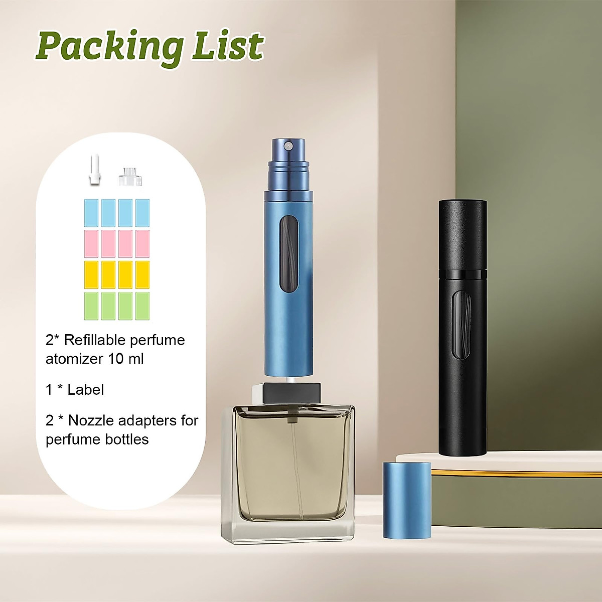 SixTmoon Perfume Atomizer Bottle, Portable Refillable Perfume Bottle Sprayer Leakproof, Travel Mini Size Cologne Sprayer for Men Women, 8ml (Black)