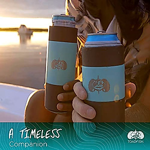 Toadfish Slim Non-Tipping Can Cooler for 12oz Cans - Suction Cup Cooler For Beer & Soda - Stainless Steel Double-Wall Vacuum Insulated Cooler - Sturdy Beverage Holder (Graphite)