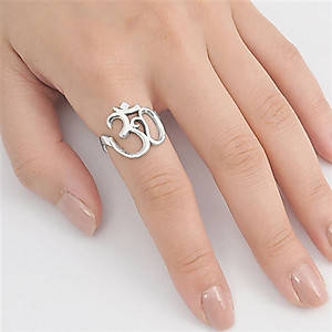 Women's Om Sign Symbol Open Unique Ring New .925 Sterling Silver Band Size 6