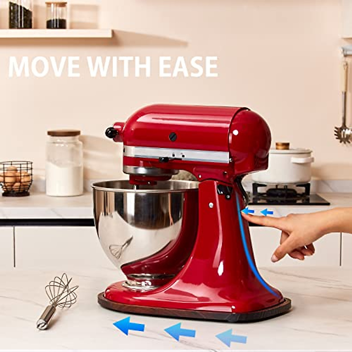 Mixer Slider Mat For Kitchen Aid Bowl Lift 4.5-5 Qt Stand Mixer Wood Sliding Tray for Stand Mixer, Kitchen Appliance Slider Easy to Move, Mover Sliding Caddy Kitchenaid Mixer Accessories, Kitchen Worktops Protection, Great Kitchen Gift