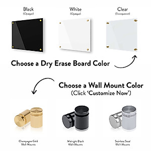 Ships Next Day, Made in USA - Acrylic Dry Erase Board | Non-Magnetic Dry Erase Board | Hanging Frameless White Board | Acrylic for Office, School and Home Walls | for Kids & Adults (Clear - 11x14)