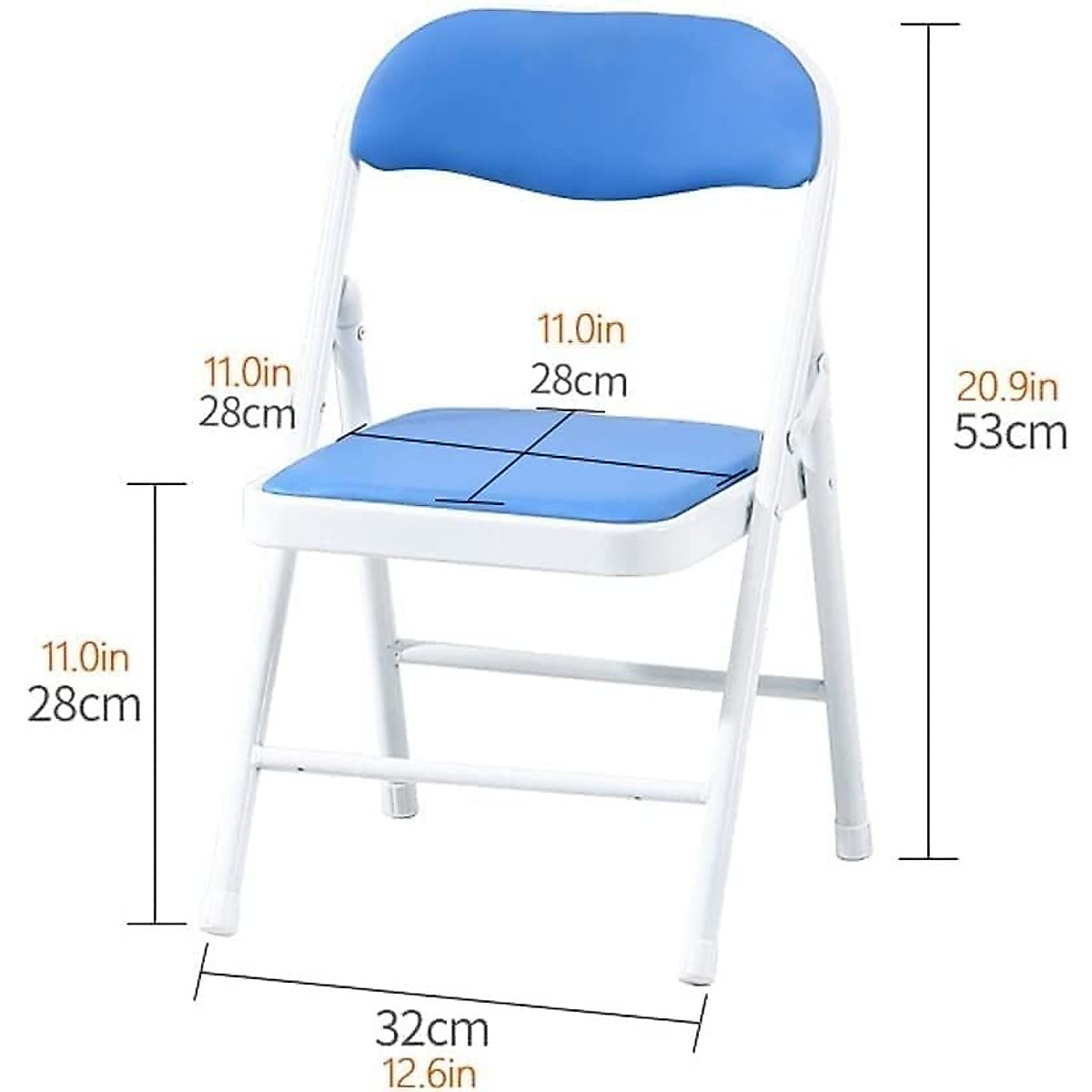 Chairs Chair Sturdy Folding Chair, Camping Chair, Padded Backrest, No Armrests, Household Dining Chairs Sturdy Legs Event Chair (Color : Orange, Size : 20.9in)