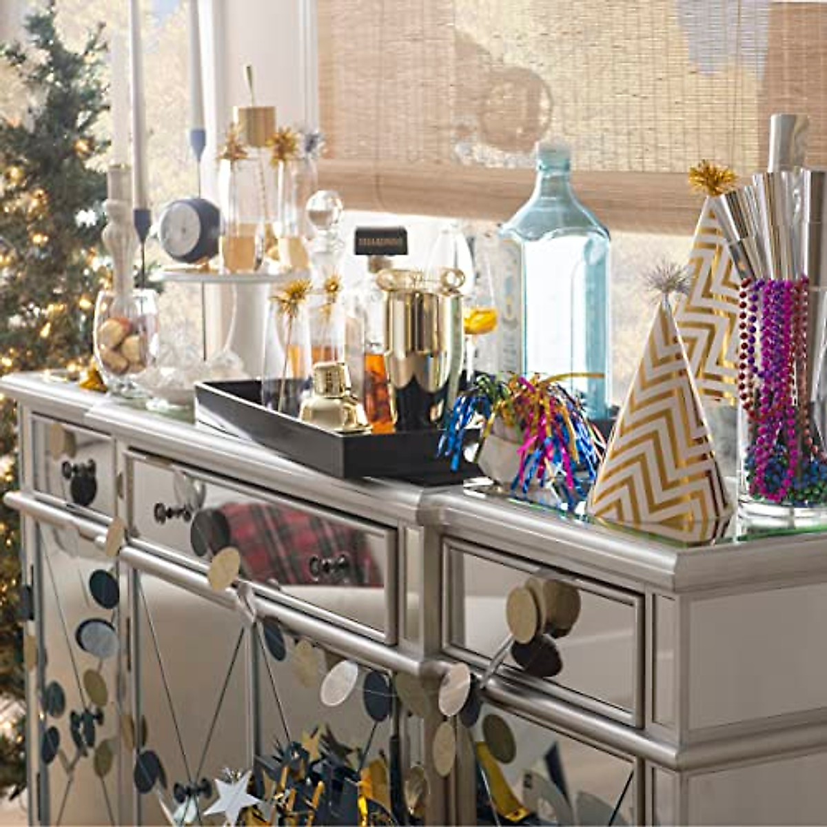 Powell Company Mirrored 4-Door 3-Drawer Console