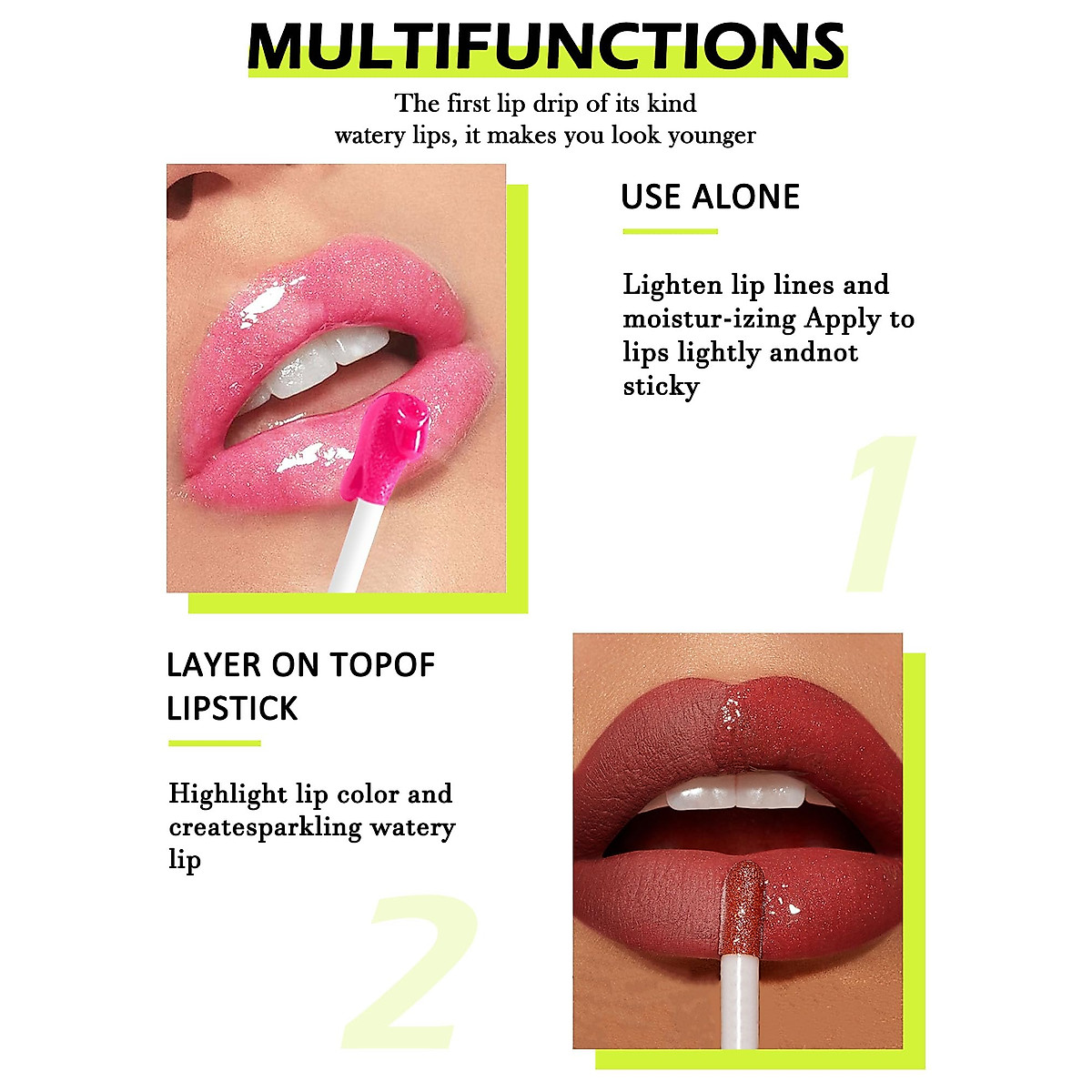 4 Colors Lip Oil Lip Glaze,Hydrating Tinted Plumping Lip Gloss,Fat Lip Oil Drip,Big Brush Head Clear Pink Shiny Glow Reviver Lip Care Oil,Long Lasting Non-sticky Transparent Lip Oil,Makeup Gift-SetA