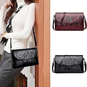 Crossbody Bags for Women,BOLUBILUY Flower Pattern Cover Leather Square Messenger Bag Shoulder Bag Fit for all Style