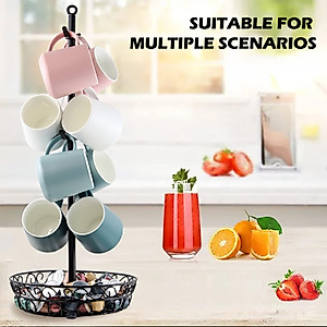 Coffee Mug Holder Stand with 8 Rotatable Hooks, Capsule Storage, Multipurpose Mug Holder, Coffee Station Organizer, Mug Tree for Kitchens, Offices, Parties & More, Black, 10.2(L)x10.2 (W)x24.4(H)inch