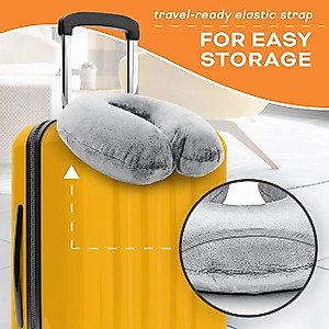 Crafty World Travel Neck Pillow Washable Cover Comfortable Memory Foam Airplane Travel Accessories Essentials Plane Neck Support Pillow for Neck Pain Relief and Sleeping Grey