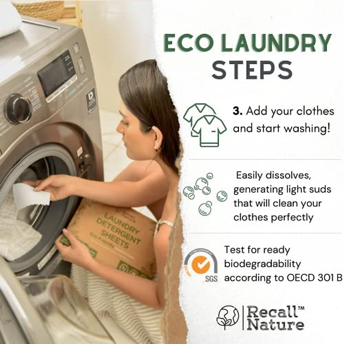 Laundry Detergent Sheets Eco Friendly - Plastic Free Strips 60 Loads (Unscented)