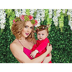 CHAIYA 10x8ft Greenery Backdrop with Flowers Green Leaf White Flower Photo Backdrops Bridal Shower Backdrop for Wedding Backdrops Reception Ceremony Birthday Party Decoration CY-027