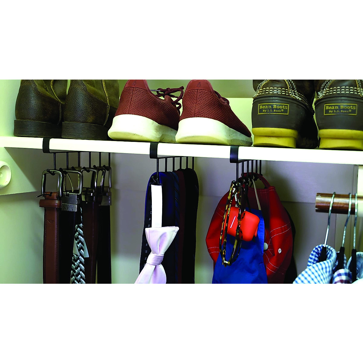 Spark Innovators Nook Hooks, Under Cabinet Storage Hooks, Holds Mugs, Utensils, Coffee Cup, Fits Shelves up to 1", No Installation, 3 Pack