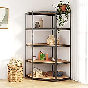 vidaXL 5-Layer Corner Shelf Industrial Shelving Warehouse Workshop Storage Corner Shelf Unit Rack Furniture Anthracite Steel and Engineered Wood