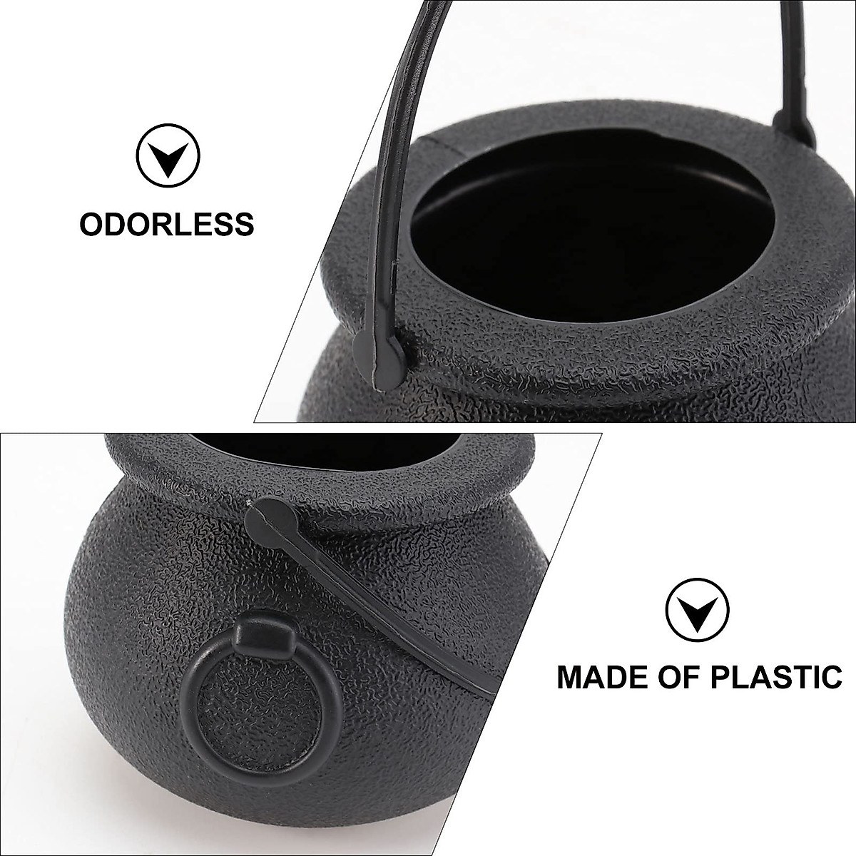 SEWACC 12 pcs 5x7cm Cauldron Kettles Handle Halloween Party Candy Buckets Witch Cauldron Decorations Hanging Props
