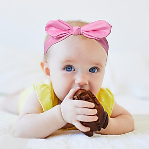 Rhoxshy Super Stretchy Soft Knot Baby Girl Bow Headbands Elastic Nylon Hairbands Turban Hair Accessories for Newborn Baby Girls Infant Toddlers and Kids(10 Colors)