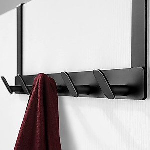 KEGII 2 Pack Foldable Over The Door Hooks, Over The Door Towel Rack, Door Hanger Hook for Hanging Towels, Clothes, Coats, Hats, Robes, Coat Hanger Door for Bathroom, Bedroom, Black