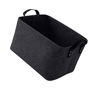 Storage Basket, Collapsible Rectangular Felt Storage Bins with Handles, Laundry Basket Storage Solution for Office Nursery Wardrobe Bookshelf Bedroom Keepsake Toys(Black)