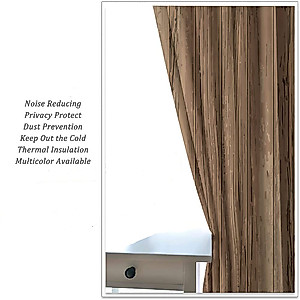 Wooden Texture Background Wallpaper Blackout Curtains – Thermal Insulated, Energy Saving & Noise Reducing Bedroom and Living Room Curtains, W72 x L72 Inch