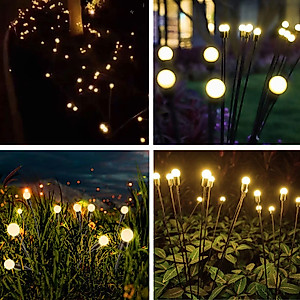 8Pack Total 64LED Solar Christmas Lights Solar Garden Lights Outdoor, Solar Firefly Lights, Waterproof Solar Fairy Lights Outdoor for Garden Yard Christmas Decoration(Warm White)