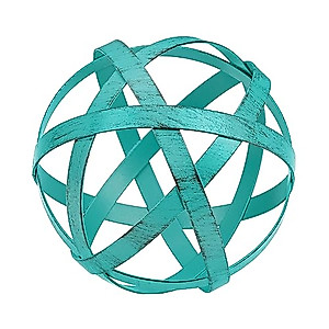 Everydecor Metal Decorative Sphere for Home Decor - Distressed Teal 4,5" x 4,5" and Black & Gold 7"x 7" Bundle