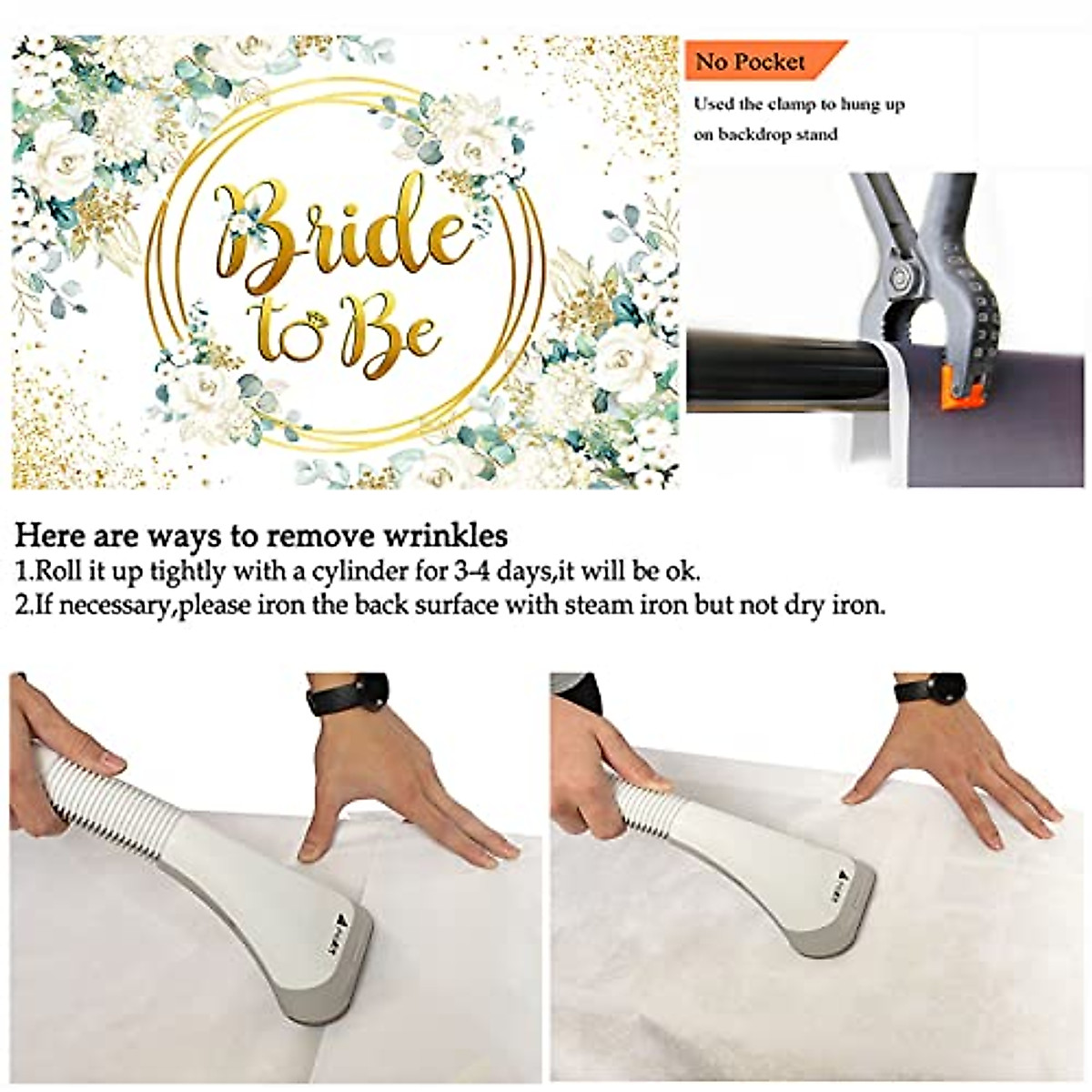 Avezano Bridal Shower Backdrop for Batcholette Party Bride to Be Green and Gold Eucalyptus Leave White Rose Flower Engagement Party Decorations Background Photoshoot (7x5ft)