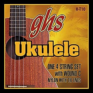 GHS Strings H-T10 Tenor Ukulele Strings, Black Nylon/Aluminum