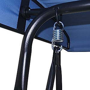 Homebeyond Patio 2 Seater Swing Top | Sunshade Hammock Cover UV Protected Waterproof Outdoor Seat for Garden Pool Porch | Swing Canopy with Stand (Blue) - SW-2B