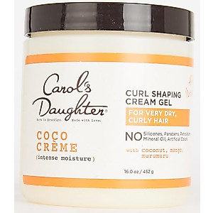 Carol’s Daughter Coco Creme Curl Shaping Cream Gel, with Coconut Oil, Coconut Milk, Silicone Free, Paraben Free Hair Gel for Curly Hair , Mineral Oil Free, for Very Dry Hair, 16 Oz