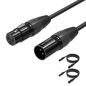 Yinker XLR Microphone Cable Male to Female 5 Feet 2 Pack, 3 Pin XLR Male to Female Mic Cord, Oxygen-Free Copper(OFC) for Audio and Sound Equipments