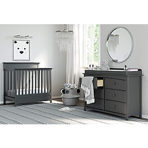 Storkcraft Universal Changer Topper (Gray) - Transforms Dresser Into Baby Changing Station, Fits Standard Size Changing Pad, 3 Compartments for Changing Essentials, Soft Felt Bottom