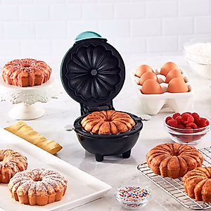 Mini Cake Maker，Lava Cake Maker,Toaster, 350W Electric Rotating Lava Cake Maker for Chocolate Cake, Spice Cake, Clear Glaze, Sprinkles and more! (Mint green)