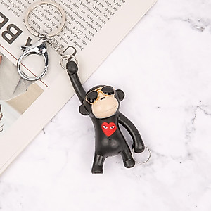 YGMONER Monkey Sunglass Keychains Car Keys Holder Backpack Pendant （Black）