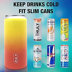 Zuly - Insulated Can Cooler for Slim Beer & Hard Seltzer | Stainless Steel 12oz | Double Wall Vacuum Insulated Drink Holder Pink for Slim Truly White Claw Henrys Bon Viv Corona Red Bull