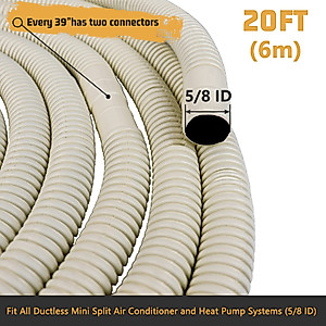 AC Parts 20Ft Mini Split AC Drain Hose Air Conditioner Parts & Accessories Water Drain Line, Flexible Drain Pipe for Ductless Mini Split Air Conditioner Heat Pump Systems