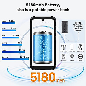 Blackview Rugged Smartphone Unlocked, 2023 BV5200 Dual SIM Unlocked Phones, 7GB+32GB/1TB Expand, IP68/IP69K Waterproof, Android 12, 5180mAh Battery, 6.1" HD+13MP Camera, NFC, Glove Mode, Face Unlock