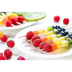 Perfectware Wooden 10" Natural Wooden Kabob Skewers for BBQ，Appetizers，Fruit，Cocktail，Kabob，Seafood. 10 inches x 11/64 Pointed Tip. Pack of 100 Skewers,PW Wrs100-100ct