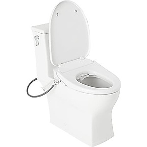 Signature Hardware 467007-B Carraway 1.28 GPF One Piece Elongated Chair Height Toilet with Left Hand Lever - Bidet Seat Included