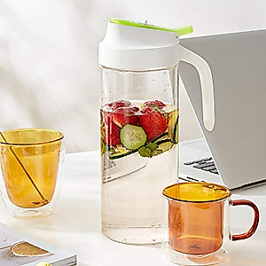 Karafu Water Pitcher with Lid & Airtight Locking Spout 50 Oz, Heat Resistance Glass Carafe for Water Coffee Tea & Other Beverages