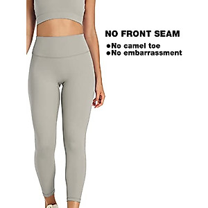 NEPOAGYM High Waisted Leggings for Women No Front Seam,Lightweight Yoga Leggings Buttery Soft 25 Inch 7/8 Length(Taupe,M)