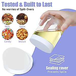 Plastic Jars with Lids, 16 oz Plastic Containers with Lids Clear Airtight Container Storage Jar Mason Jars for Dry Food Peanut Butter Honey Jam Cosmetics, Pack of 16 (16 PCS White Lids)