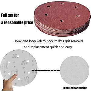 SACKORANGE 30 PCS 9 Inch 6 Hole 120 Grit Hook & Loop Sanding Discs - Aluminum Oxide Sander Disc Grinding Abrasive Sandpaper for Powe Drywall Sander Wood Furniture Finishing (120 Grit-30 Pack)