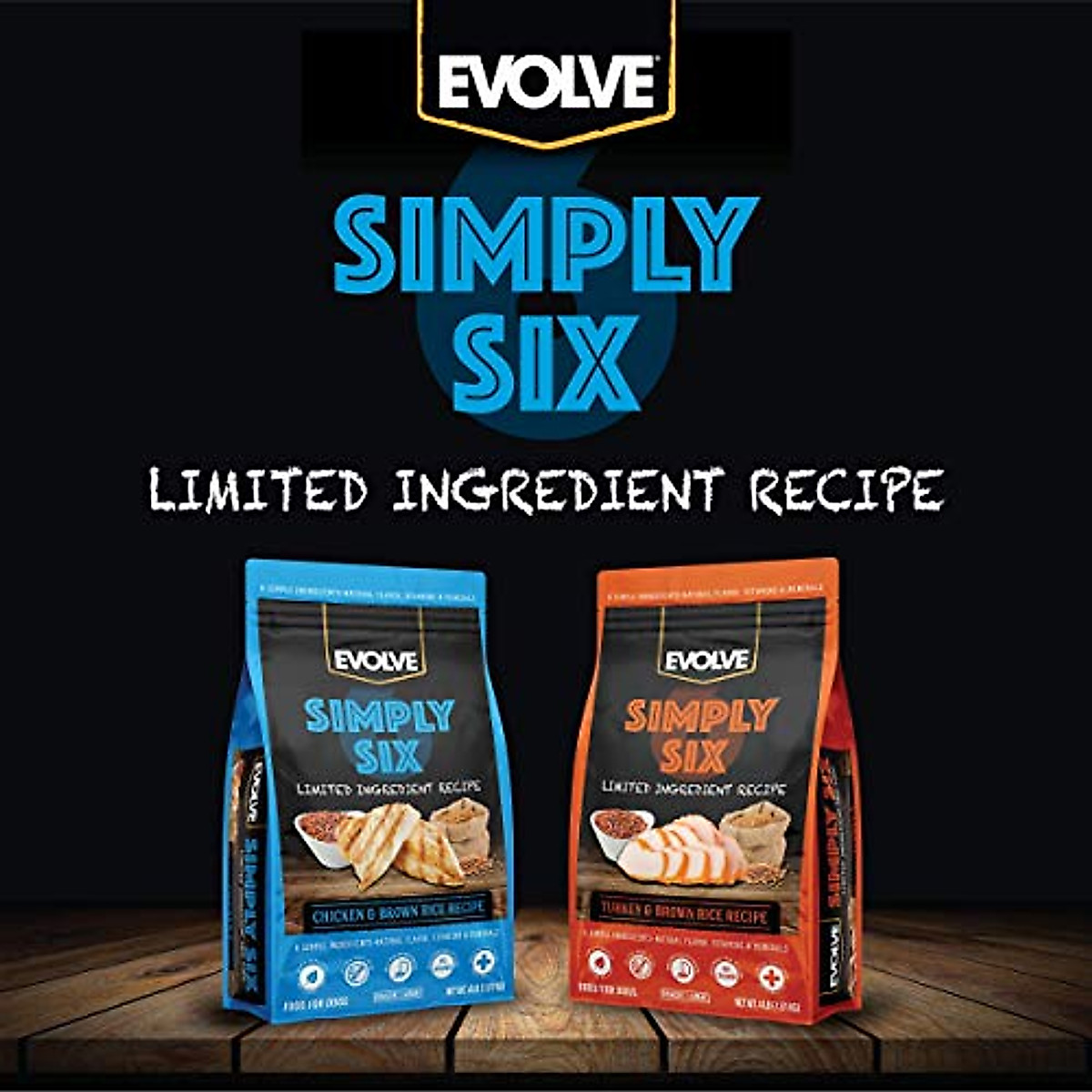 Evolve Pet Food Simply Six Chicken and Brown Rice Recipe Dog Food 4 lb. Bag