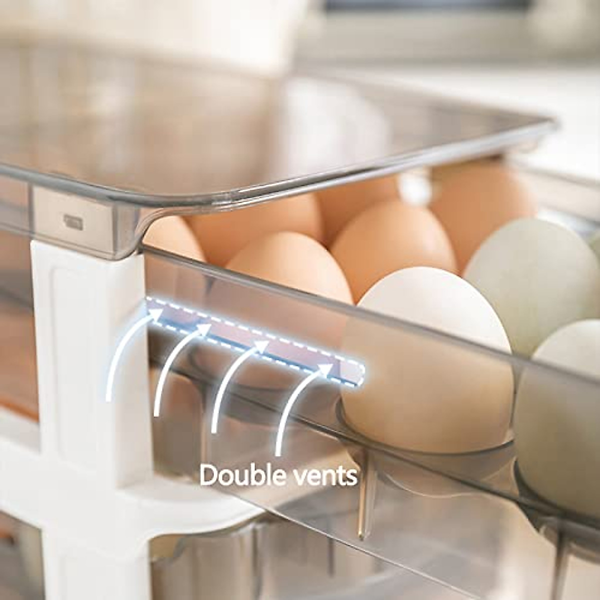 30 Grid Large Capacity Drawer Type Egg Holder, Household Egg Fresh Storage Box, Multi-Layer Chicken Egg Storage Container,Egg Drawer Box,White-Singlelayer