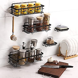 WOSOMOK Adhesive Shower Caddy Black Bathroom Shelf Organizer with 2 Soap Holders No Drilling 2-Pack Stainless Steel Rustproof Shower Basket for Inside Shower Organization & Kitchen Storage
