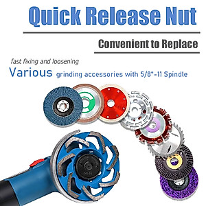 Mesee 5/8-11 Inch Thread Quick Release Angle Grinder Flange Nut Grinder Machine Fast Change Locking Nut Replacement Clamping Parts for Angle Grinder with 5/8"-11 Spindle
