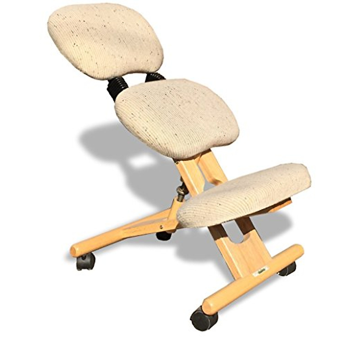 Cinius Professional Ergonomic Wooden Height-Adjustable Kneeling Chair with Backrest Support and Non-deformable Cushions. Beige