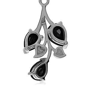 Silvershake 2.3 Ct Natural Black Onyx 925 Sterling Silver Leaf Pendant with 18 Inch Chain Necklace Gemstone Jewelry for Women