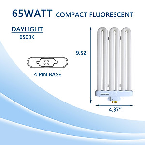 FML65/65K 65Watt 6500K Fluorescent Light Bulb,4Pins Base Triple Tube Replacement for Feit Electric 06565,BPFML65/65 2 Pack