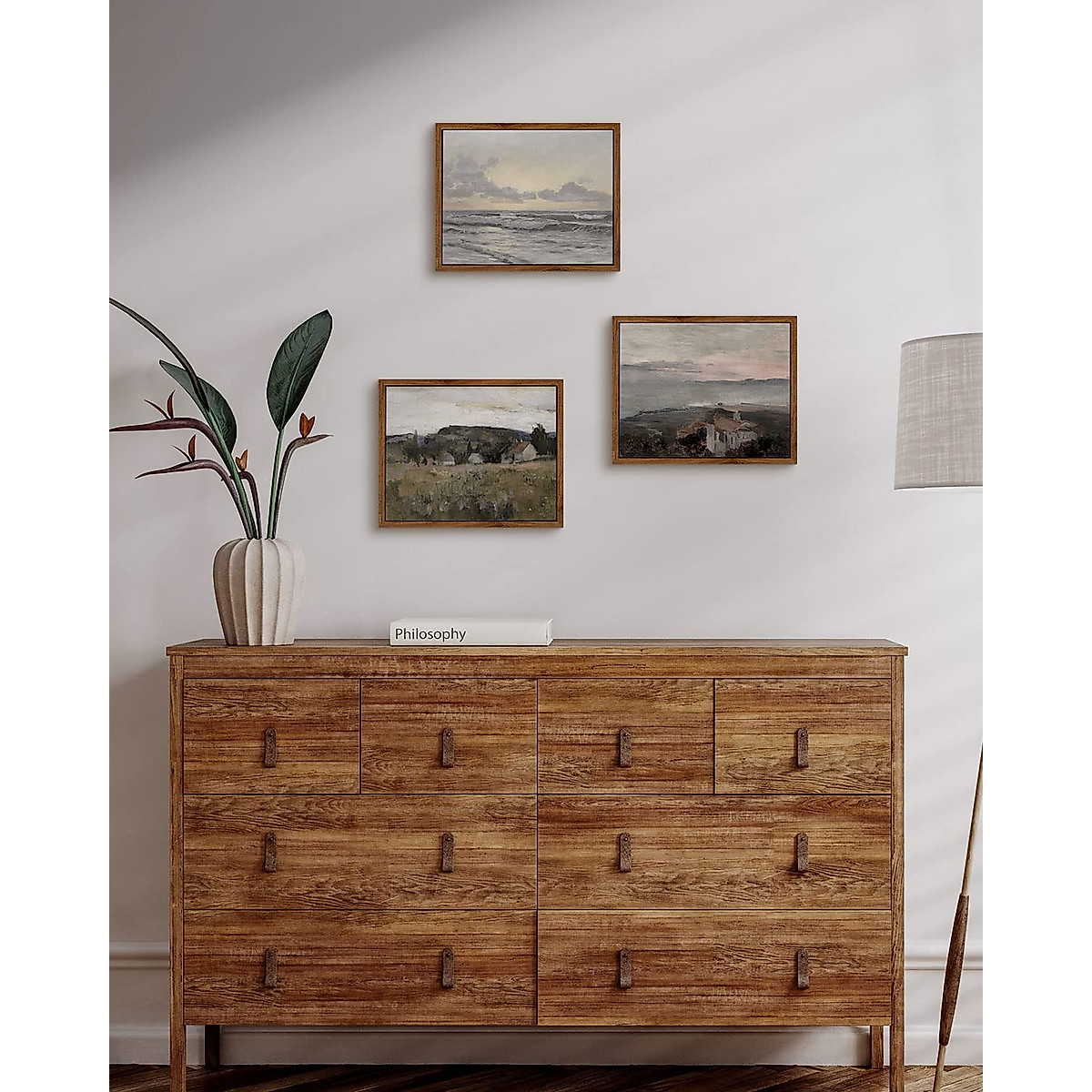 InSimSea Framed Canvas Wall Art Decor, Rustic Landscape Oil Painting Canvas Prints, Impressionism Artworks Room Decor, Farmhouse Kitchen Office Bathroom Art Wall Decor 8x10 Inch