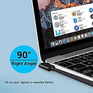 USB C Video Cable Right Angle 10ft, 4K UHD with Audio Support 100W PD Fast Charge and Data Syncing at Gen2 10Gbps High Speed Compatible for USB C iPad Pro, MacBook Pro, iMac, Surface Pro and More