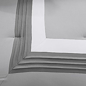 Comfort Spaces Malcom Cozy Comforter Set - Modern Trendy Design, All Season Down Alternative Bedding, Matching Shams, Hotel Deluxe Gray, Queen