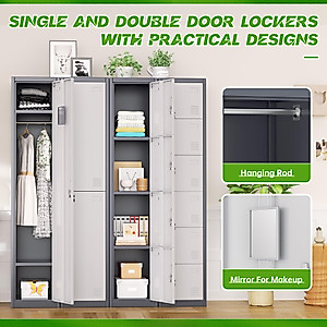 Pataku Metal Lockers for Employees, 5 Tier Storage Locker Cabinet, Steel Lockers 5 Lockable Doors for School, Gym, Office, Home(Grey,5-Tier)